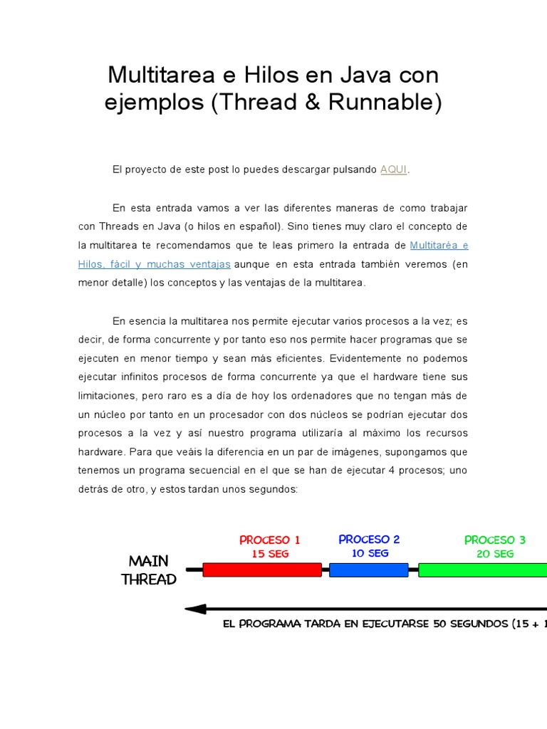 Multitarea e Hilos en Java Con Ejemplos | PDF | Java (lenguaje de programación) | Hilo (Computación)
