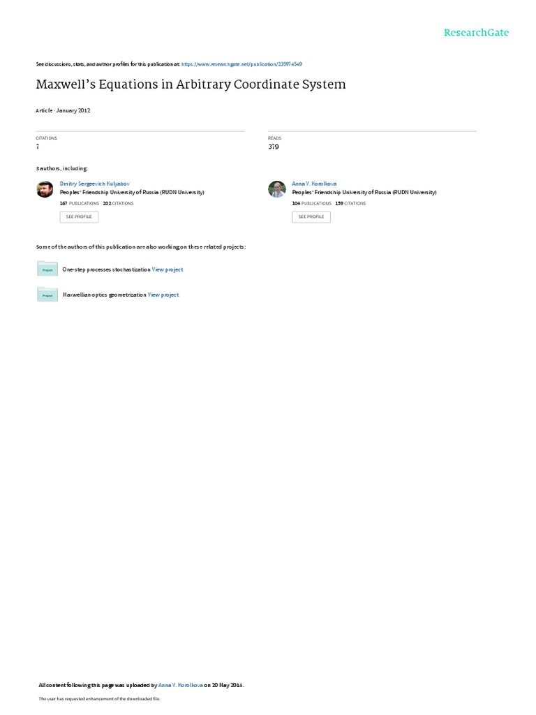 Maxwell's Equations in Arbitrary Coordinate System | PDF | Tensor ...