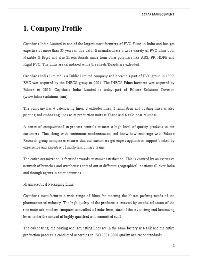 Company Profile: Scrap Manegement | PDF | Inventory | Recycling