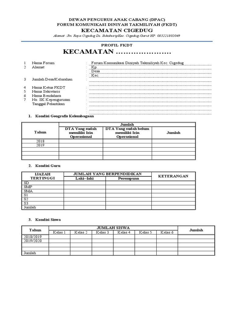 Profil Dan Sub Kerja FKDT 2019-2023 | PDF