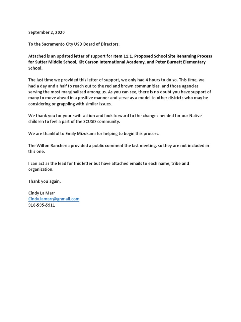 Public Comment Item 11.1 Updated Letter of Support PDF | PDF | Native ...