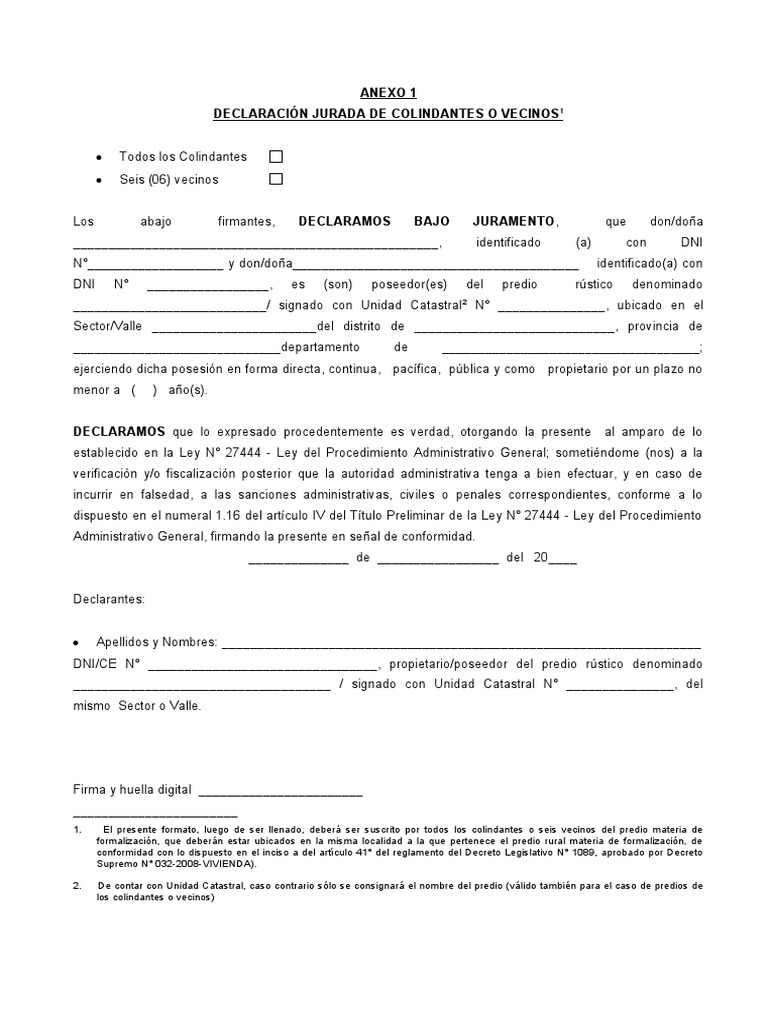 Anexo 01-Colindantes o Vecinos | PDF | Gobierno | Justicia