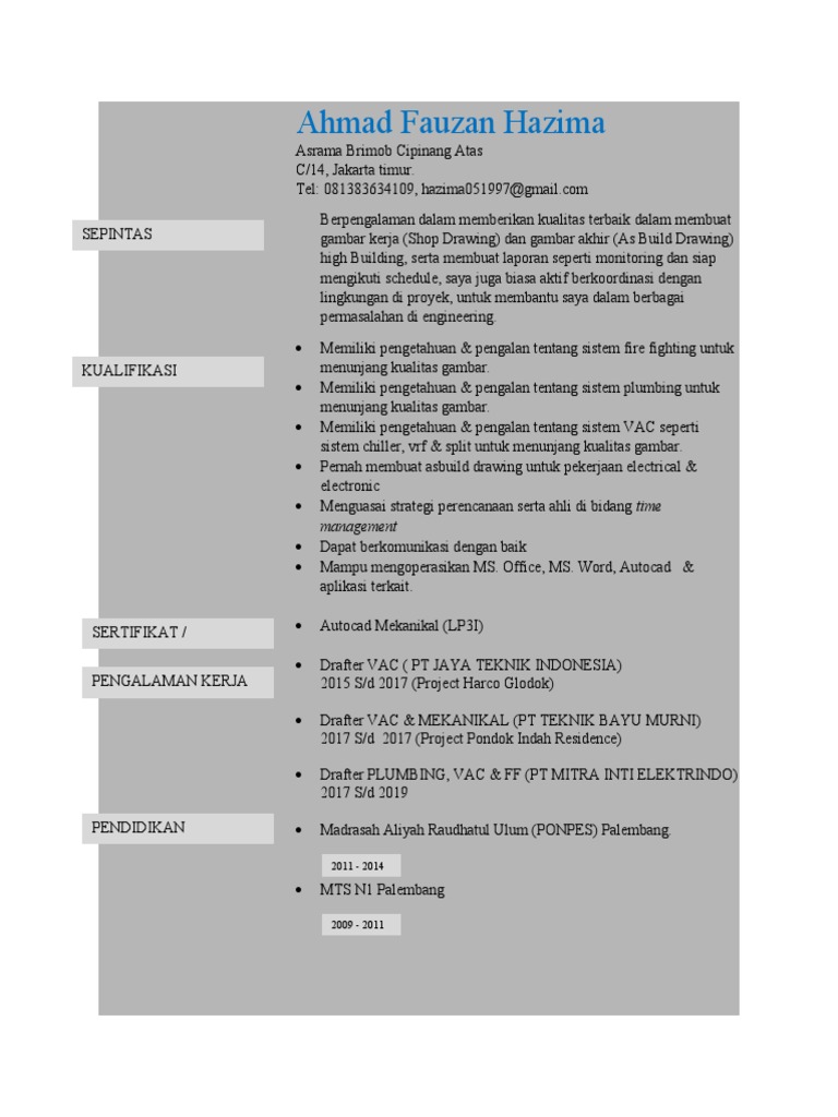 Contoh CV Perawat | PDF