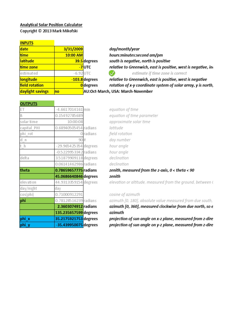 Estimate If Time Zone Is Correct | PDF | Azimuth | Angle