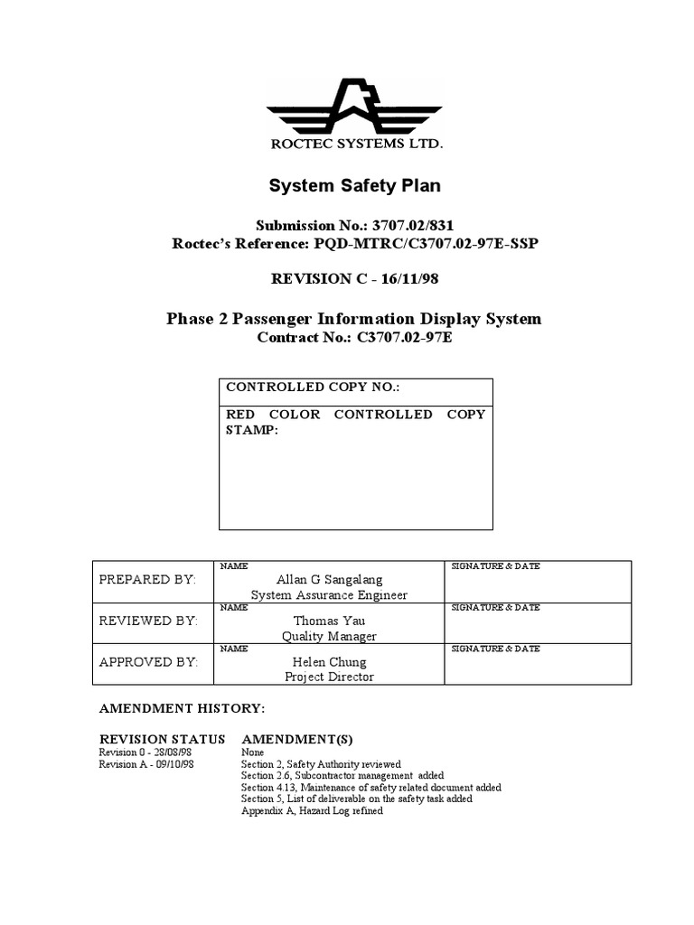 System Safety Plan | PDF | Reliability Engineering | Verification And ...