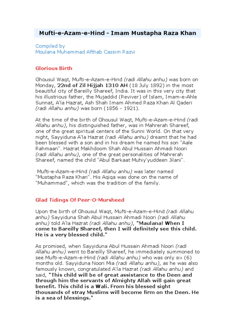Mufti e Azam | PDF