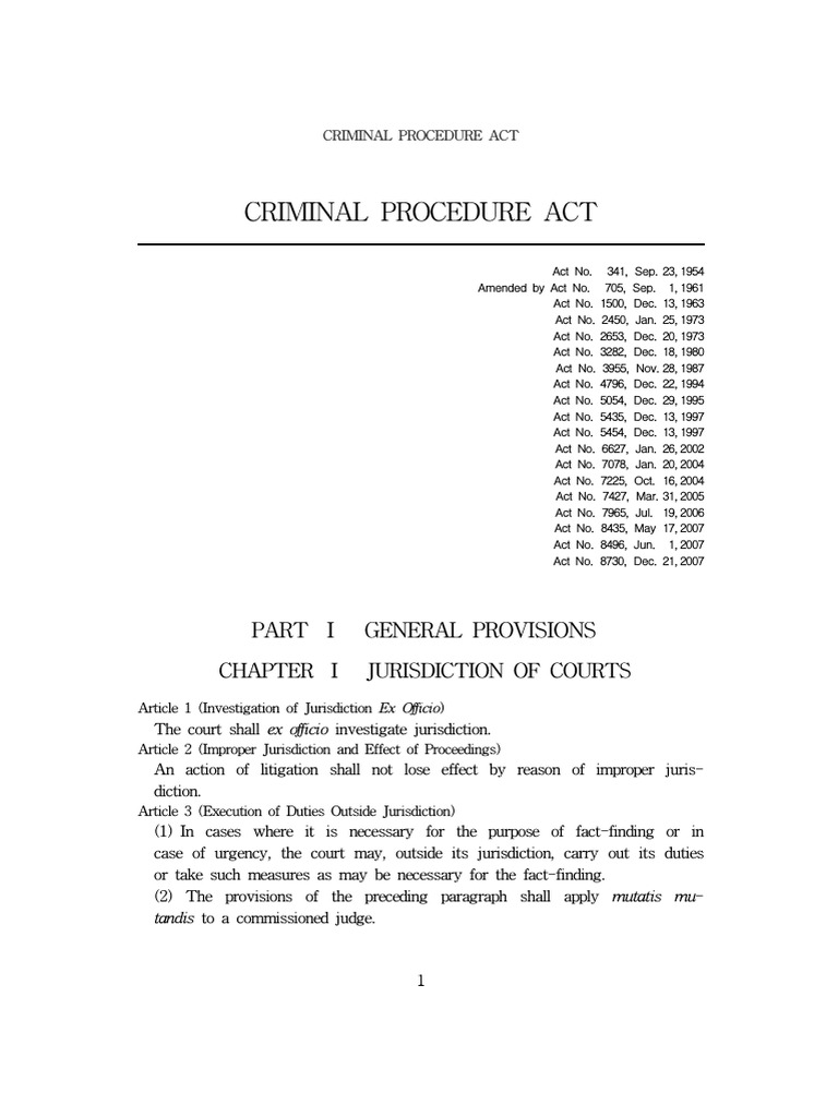 Criminal Procedure Act: Part General Provisions | PDF | Criminal ...