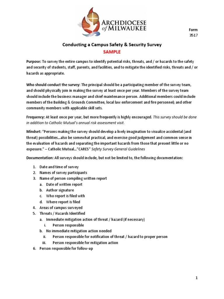 Conducting A Campus Safety & Security Survey: Sample | Download Free ...
