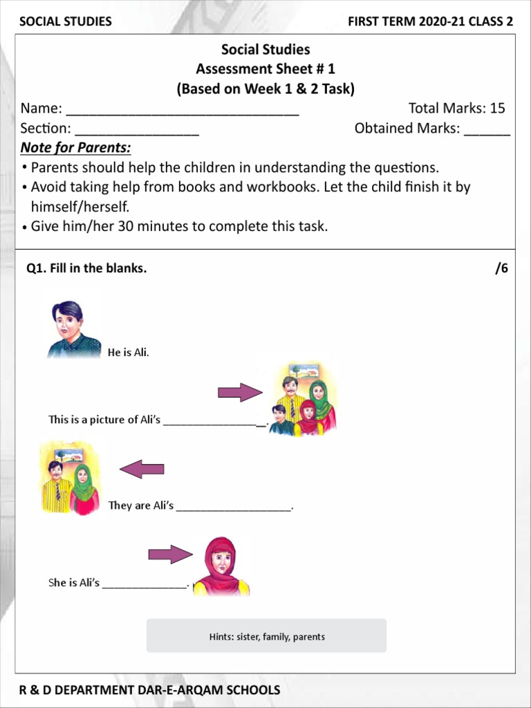 SST 2 Assessment Sheet (Week 1& 2) | PDF