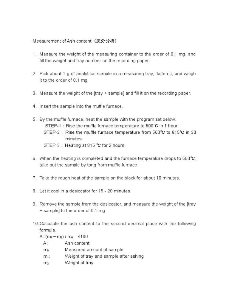 Ash Content Measurement | PDF
