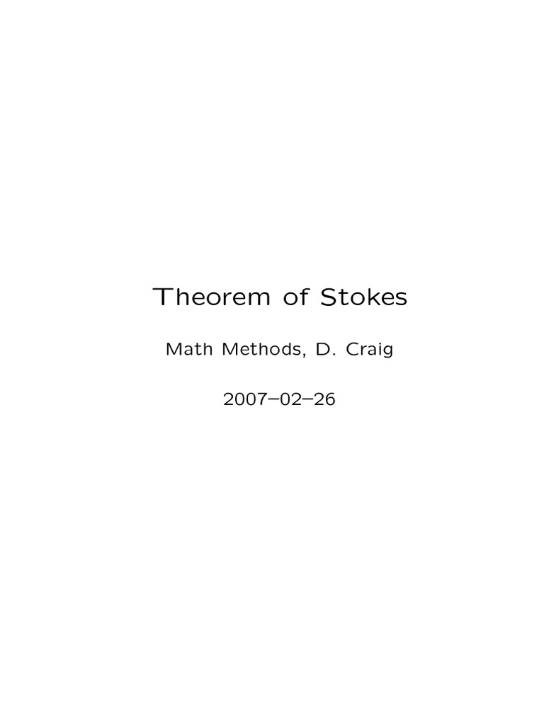 Theorem of Stokes: Math Methods, D. Craig | PDF | Analysis | Physics