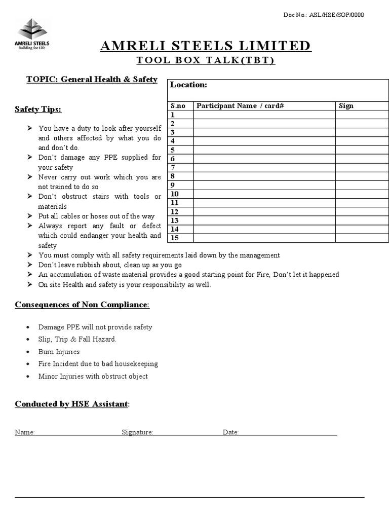 Tool Box Talk (Electrical) | PDF