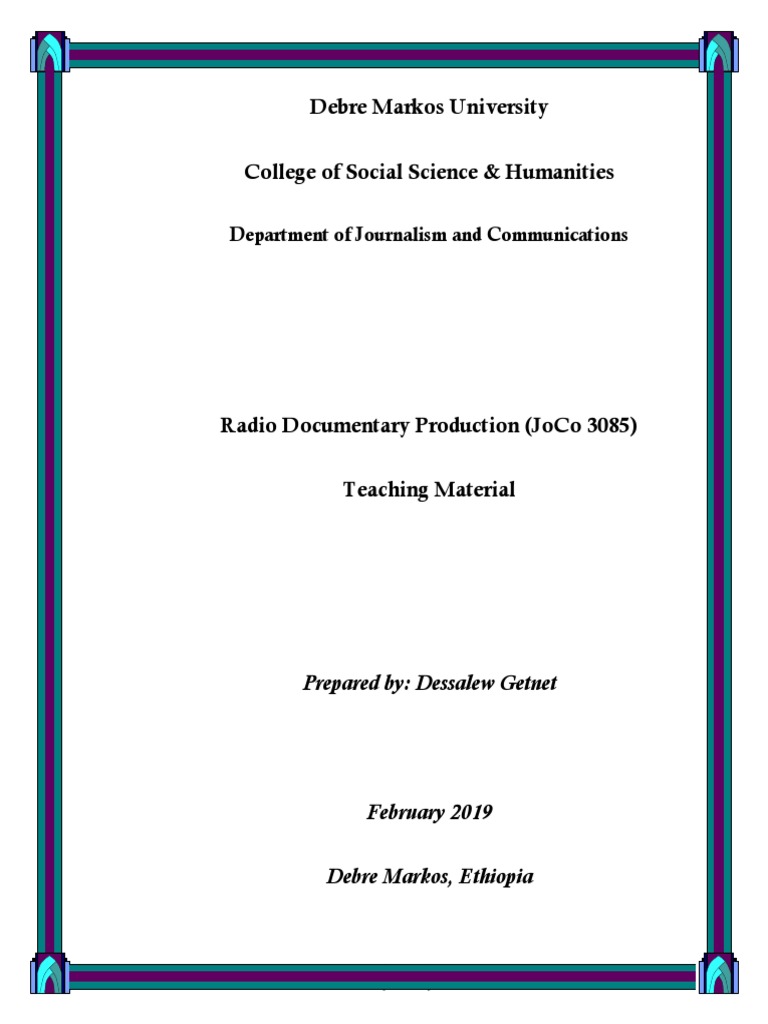 Introduction To Radio Documentary Production Pdf Documentary Film