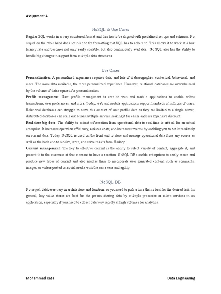 Assignment 4 Complete | PDF | No Sql | Relational Model