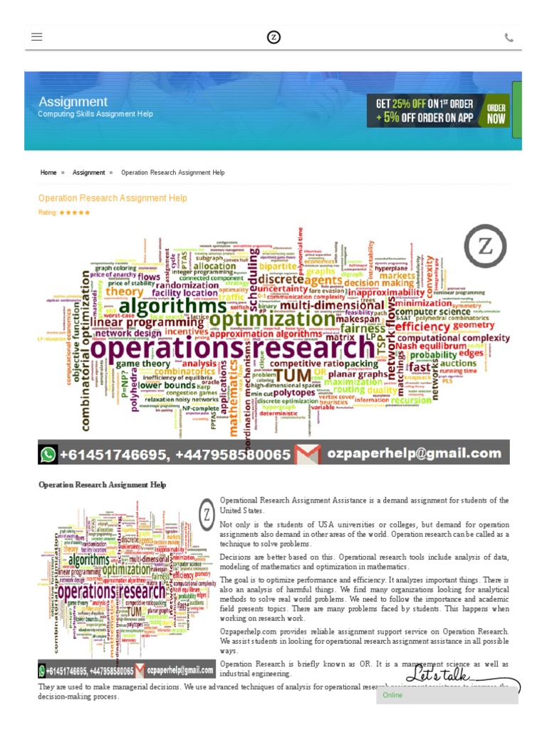 Operation Research Assignment Help | PDF | Operations Research | Teaching Mathematics