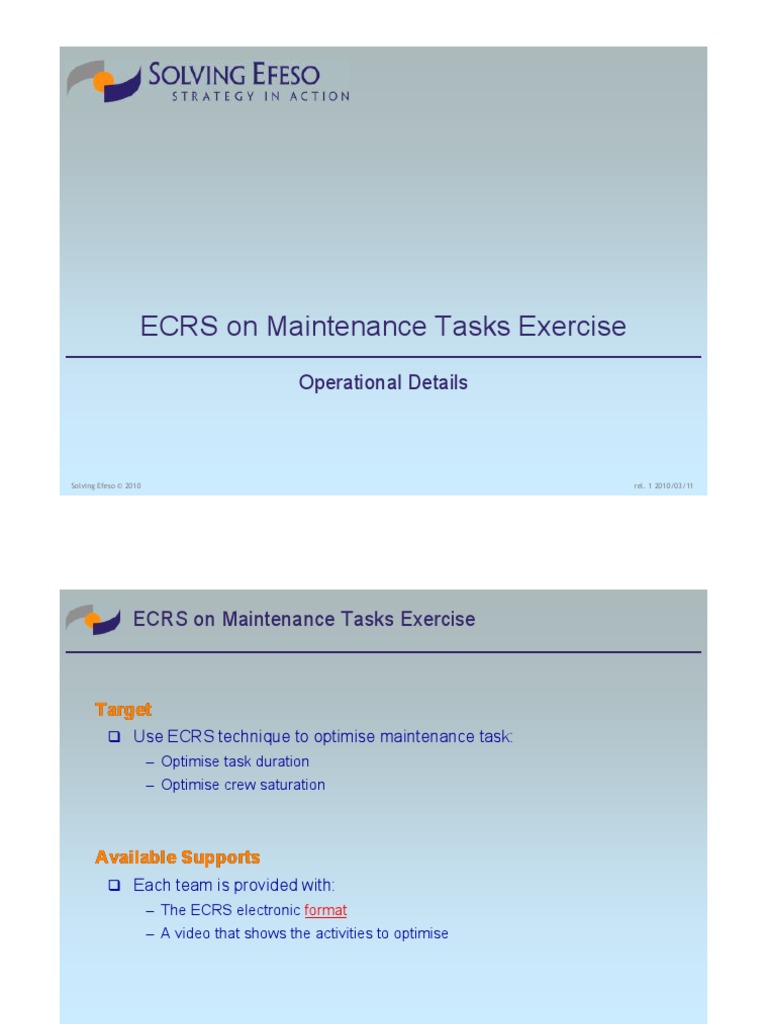 Ecrs On Maintenance Tasks Exercise | PDF