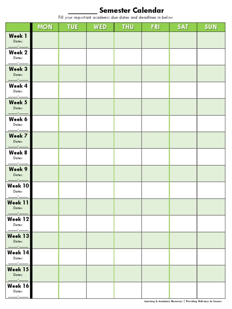 Semester Calendar PDF | PDF