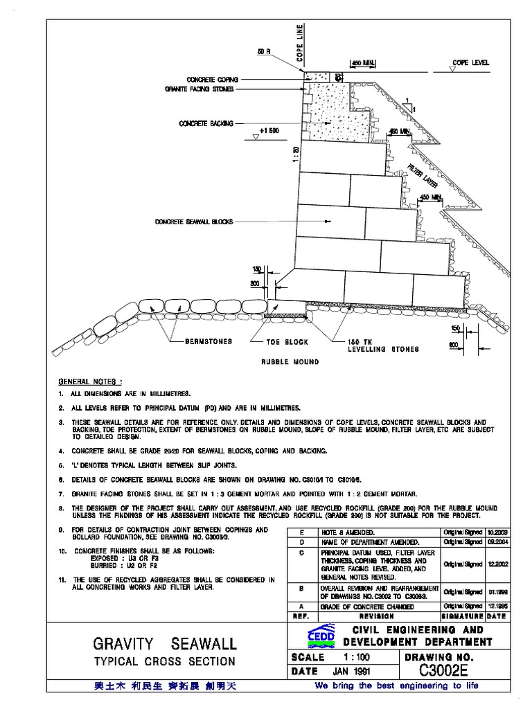 Ic3002e Gravity Seawall Typical Cross Section (Hong Kong CEED Standard ...
