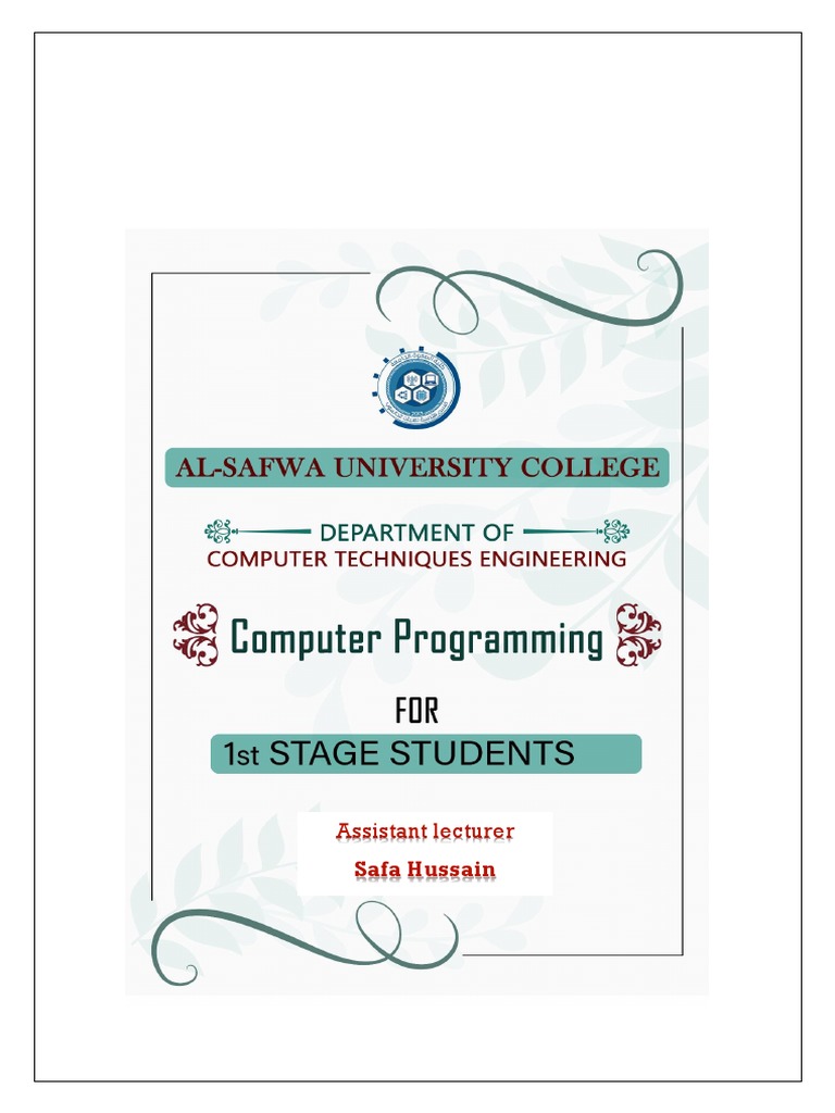 Computer Programming Lecture4 Pdf Integer Computer Science Notation 6648