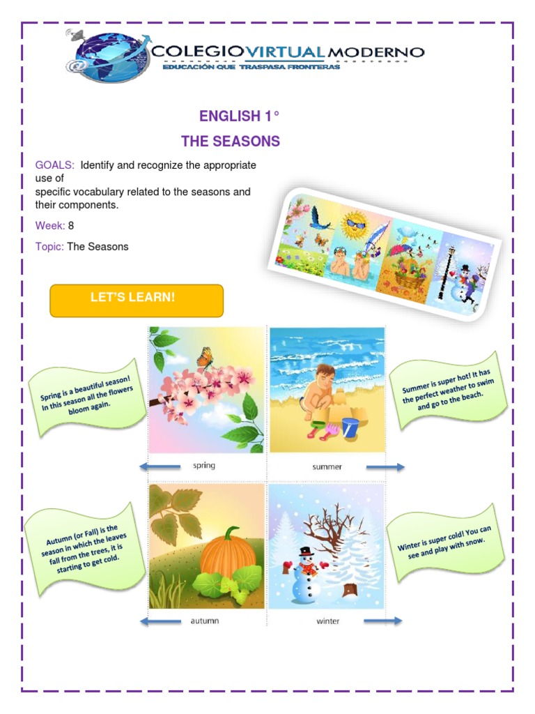 Seasons Vocabulary for Kids | PDF | Foreign Language Studies