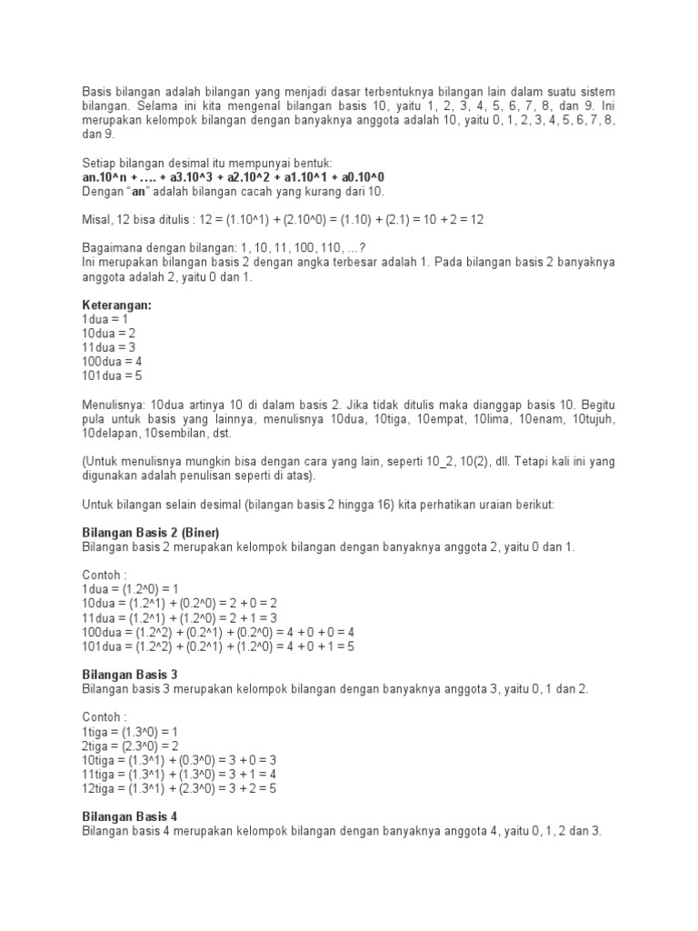 Sistem Bilangan dan Konversi Antar Basis | PDF