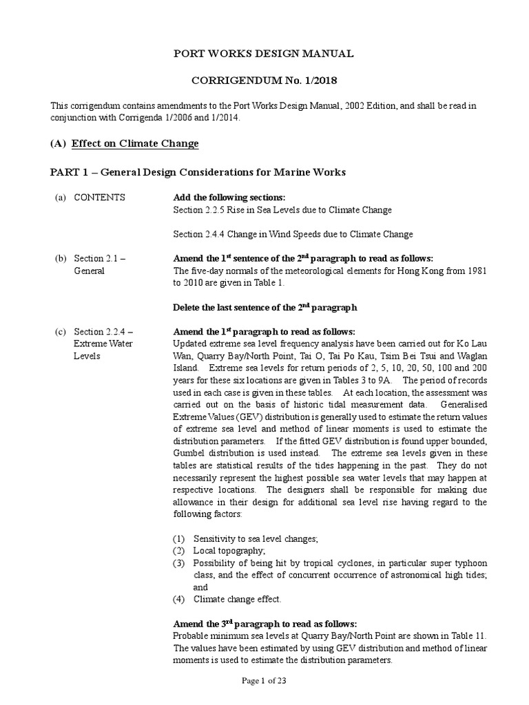 Port Works Design Manual Corrigendum No 1 - 2018 | PDF | Tropical ... Port Works Design Manual Corrigendum No 1 - 2018 | PDF | Tropical ...