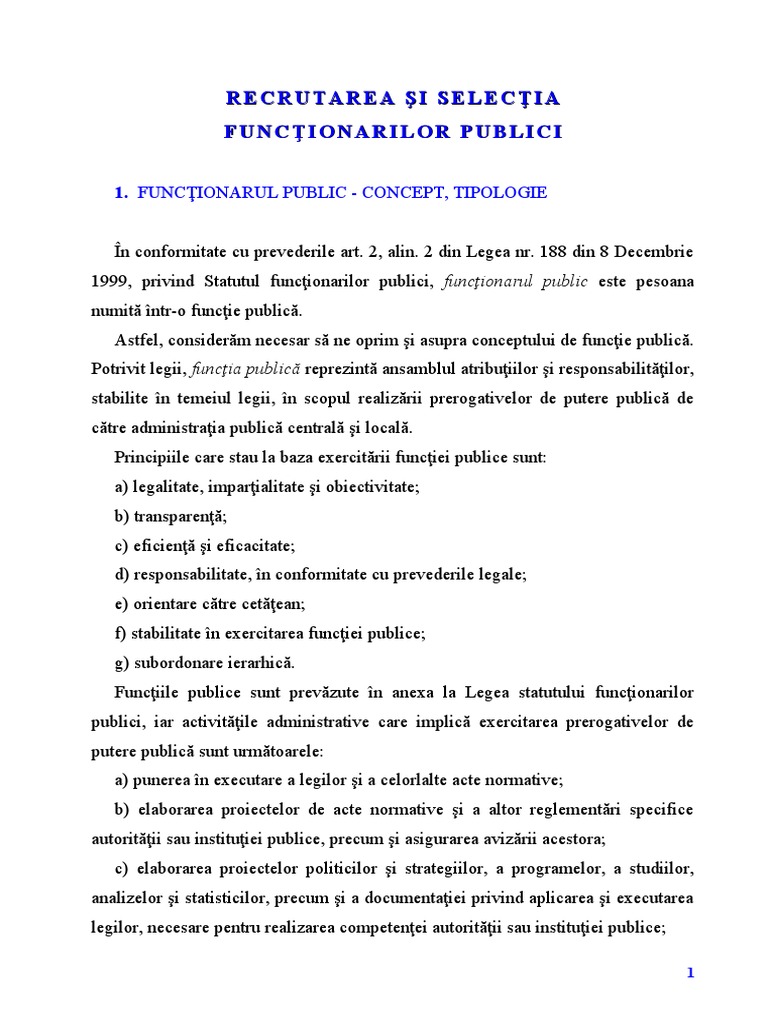 Recrutarea Si Selectia Functionarilor Publici | PDF
