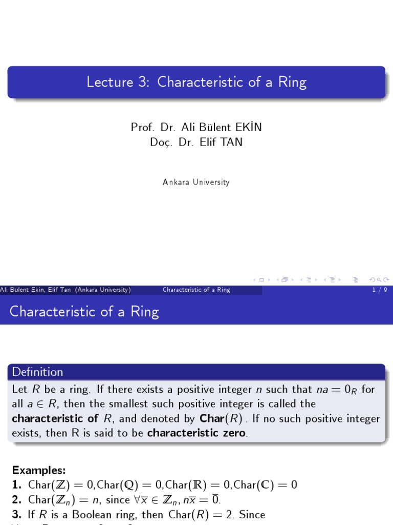 Characteristic of A Ring | PDF | Ring (Mathematics) | Algebraic Structures