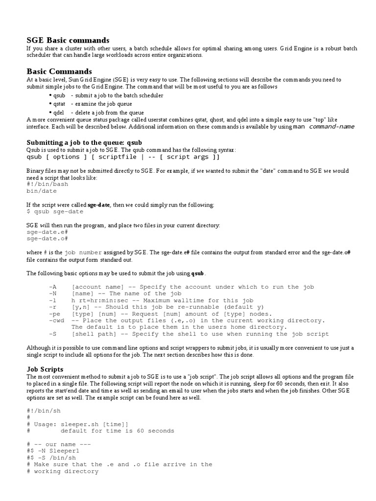 SGE Basic Commands: Submitting A Job To The Queue: Qsub | PDF | Operating System Technology ...