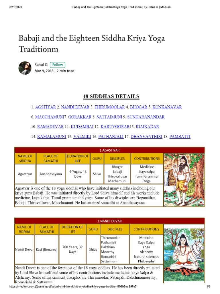 Babaji and The Eighteen Siddha Kriya Yoga Traditionm - by Rahul G ...