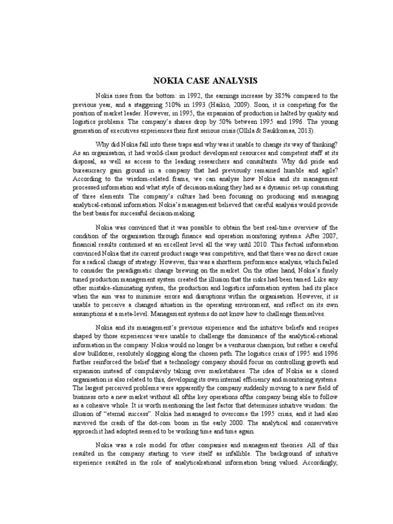 Nokia Case Analysis | PDF | Nokia | Apple Inc.