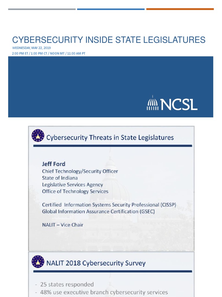 CybersecurityinLegislatures FINAL | PDF | Computer Security | Security
