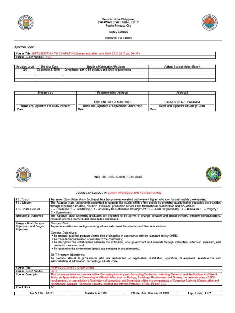 INTRODUCTION TO COMPUTING (Based and Taken From CMO 25 S. 2015 Pp. 34-37) CC1 | PDF | System ...