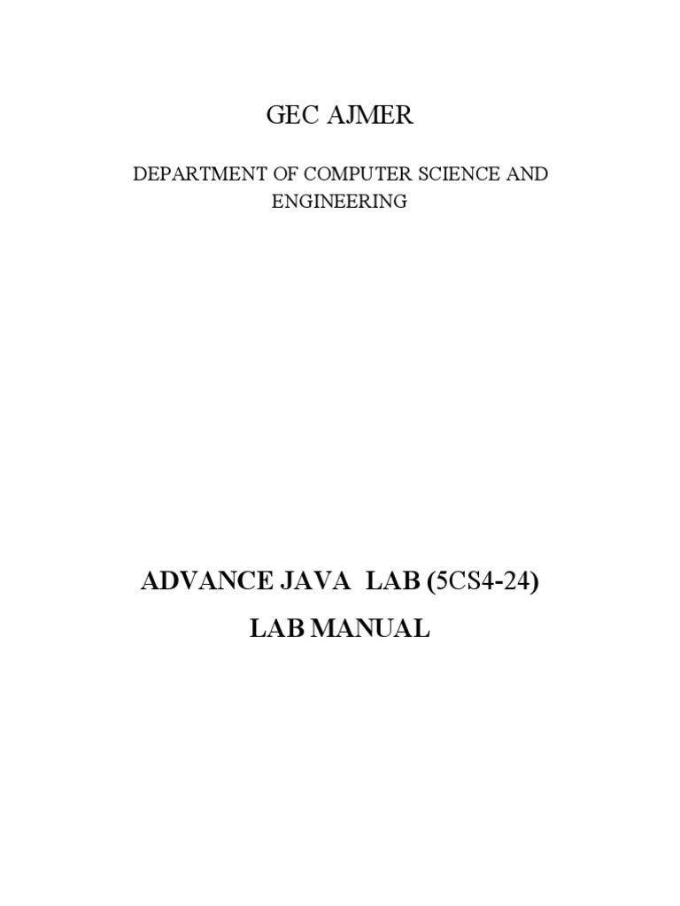 Gec Ajmer: Advance Java Lab (5Cs4-24) Lab Manual | PDF | Engineering ...
