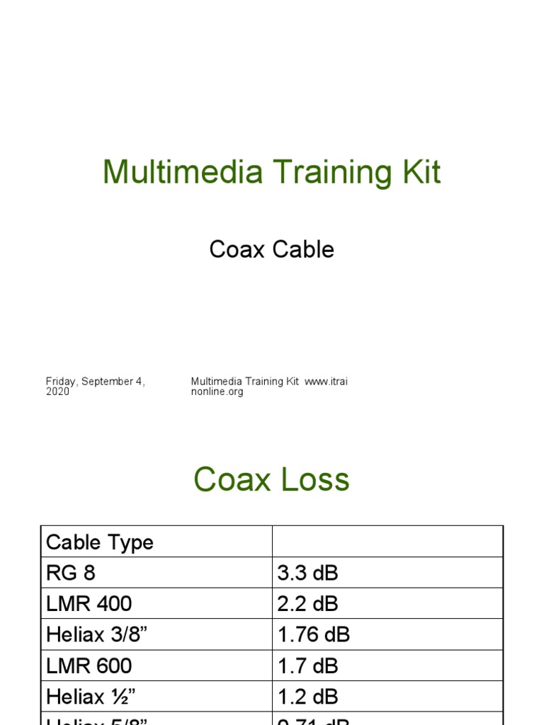 Multimedia Training Kit: Coax Cable | PDF | Coaxial Cable ...
