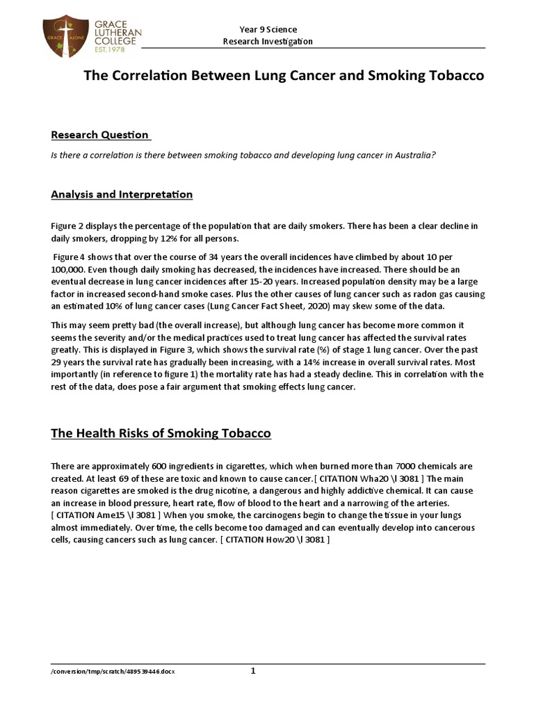 The Correlation Between Lung Cancer and Smoking Tobacco: Research ...