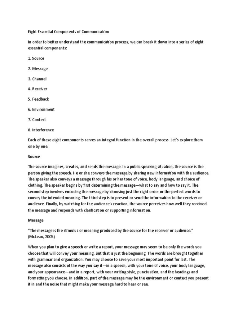 Eight Essential Components of Communication | PDF | Interpersonal ...