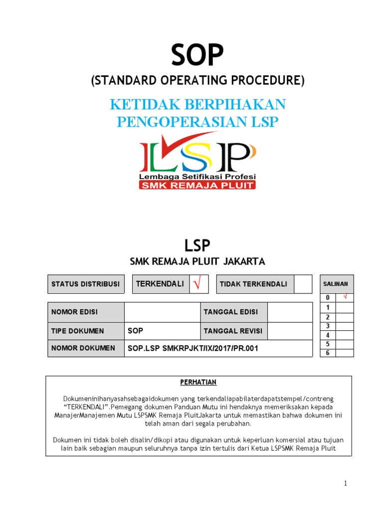 SOP KETIDAKBERPIHAKAN (Repaired) | PDF