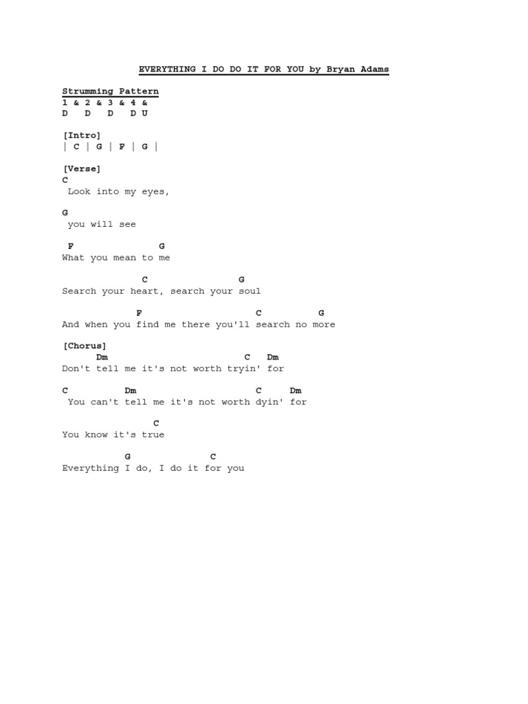 Guitar Chords-Everything I Do PDF | PDF