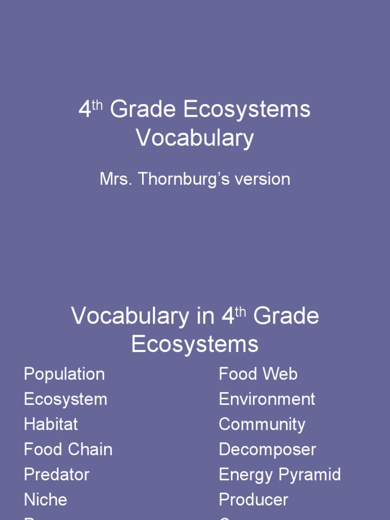 4th Grade Ecosystem Vocabulary Guide | PDF