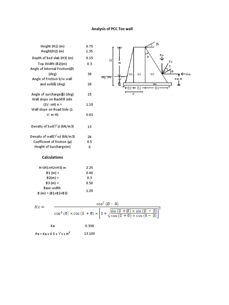 Toe Wall Design Final PDF | PDF | Continuum Mechanics | Physical Sciences