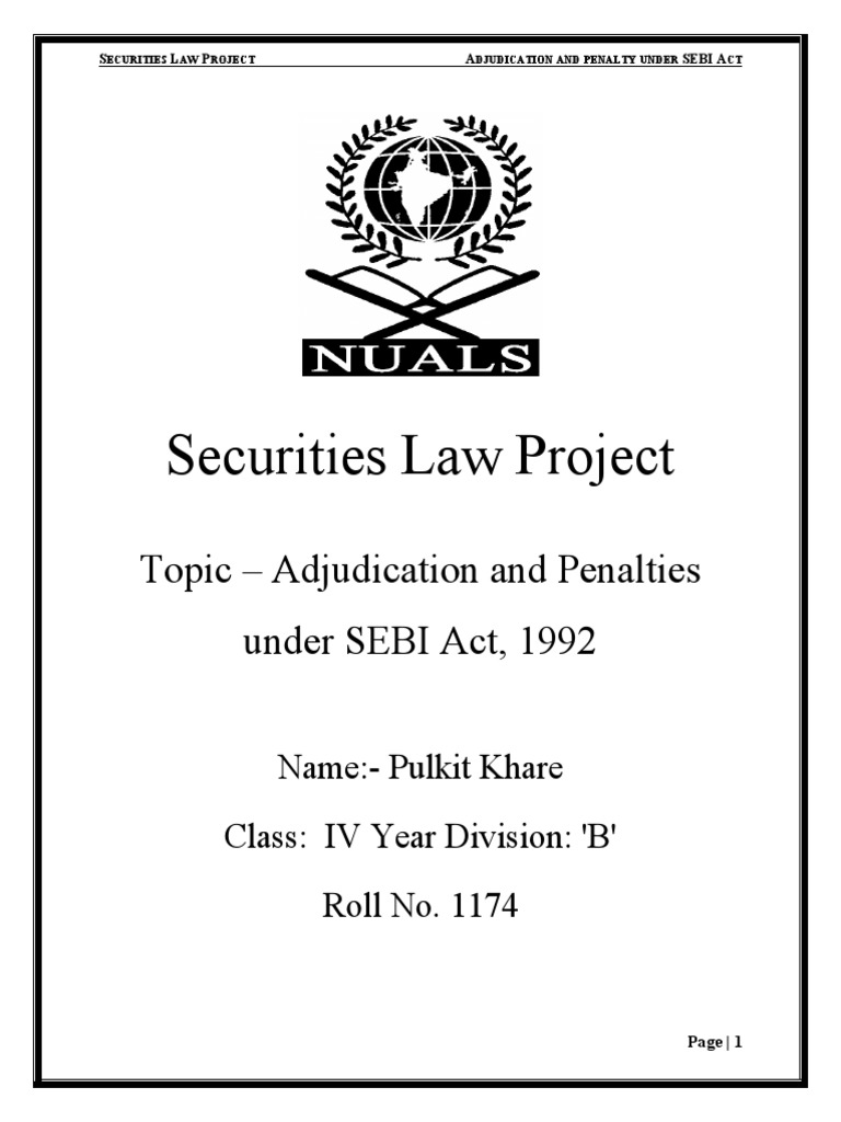 Adjudication and Penalties Under SEBI Act | PDF | Insider Trading ...