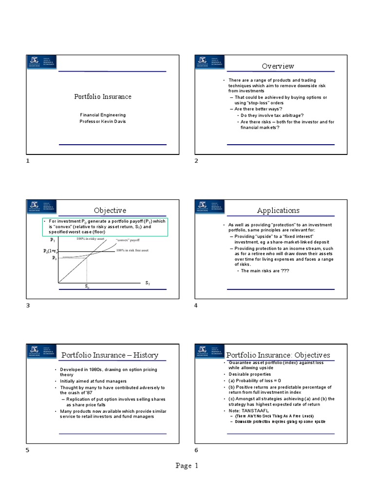 Portfolio Insurance: 100% in Risky Asset "Convex" Payoff | PDF | Option ...