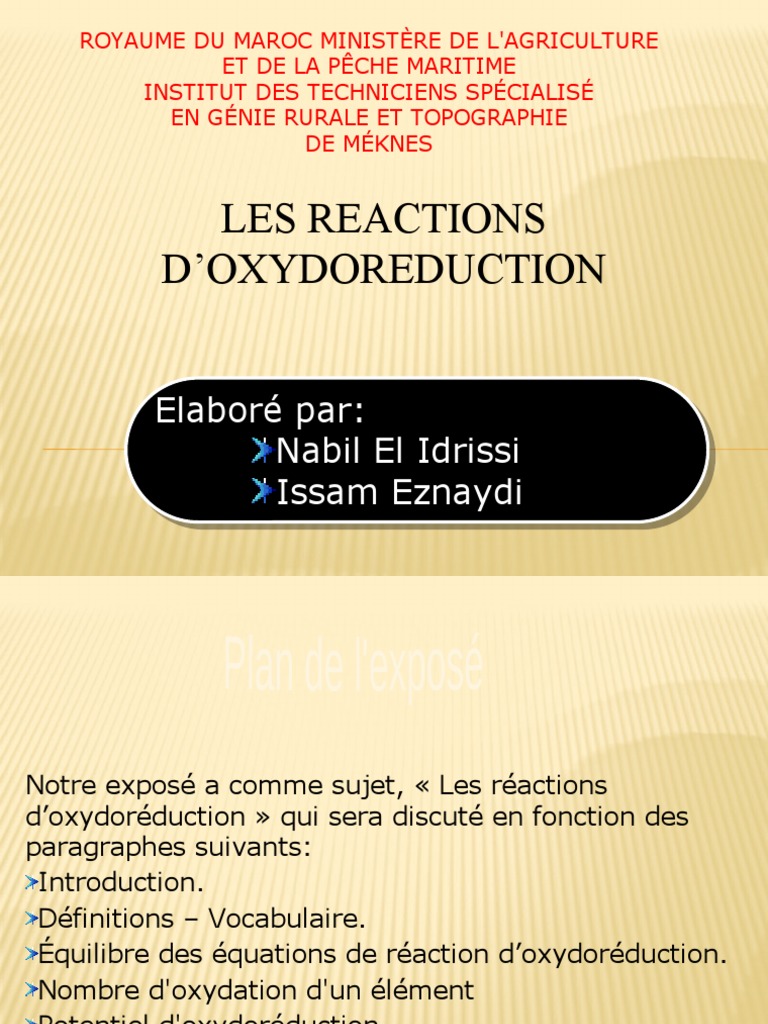 Les Reaction Oxydo Reduction | PDF | Réaction d'oxydoréduction | Changement