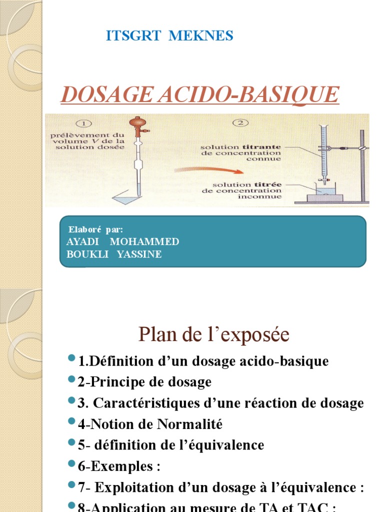 Dosage Acido Basique | PDF | Titrage | Chimie