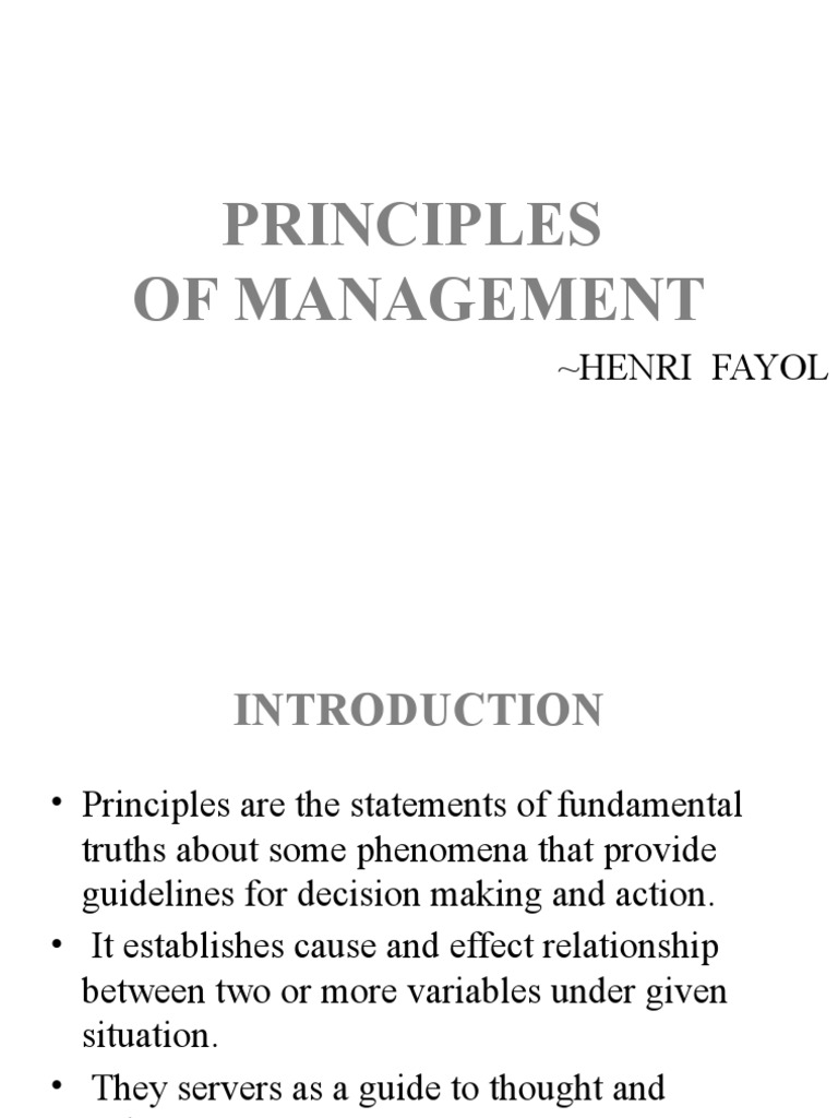 Principles of Management: Henri Fayol | PDF | Economies | Business
