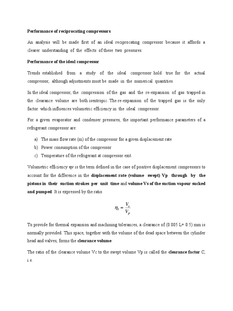 Reciprocating Compressor Performance Analysis | PDF | Fluid Dynamics ...