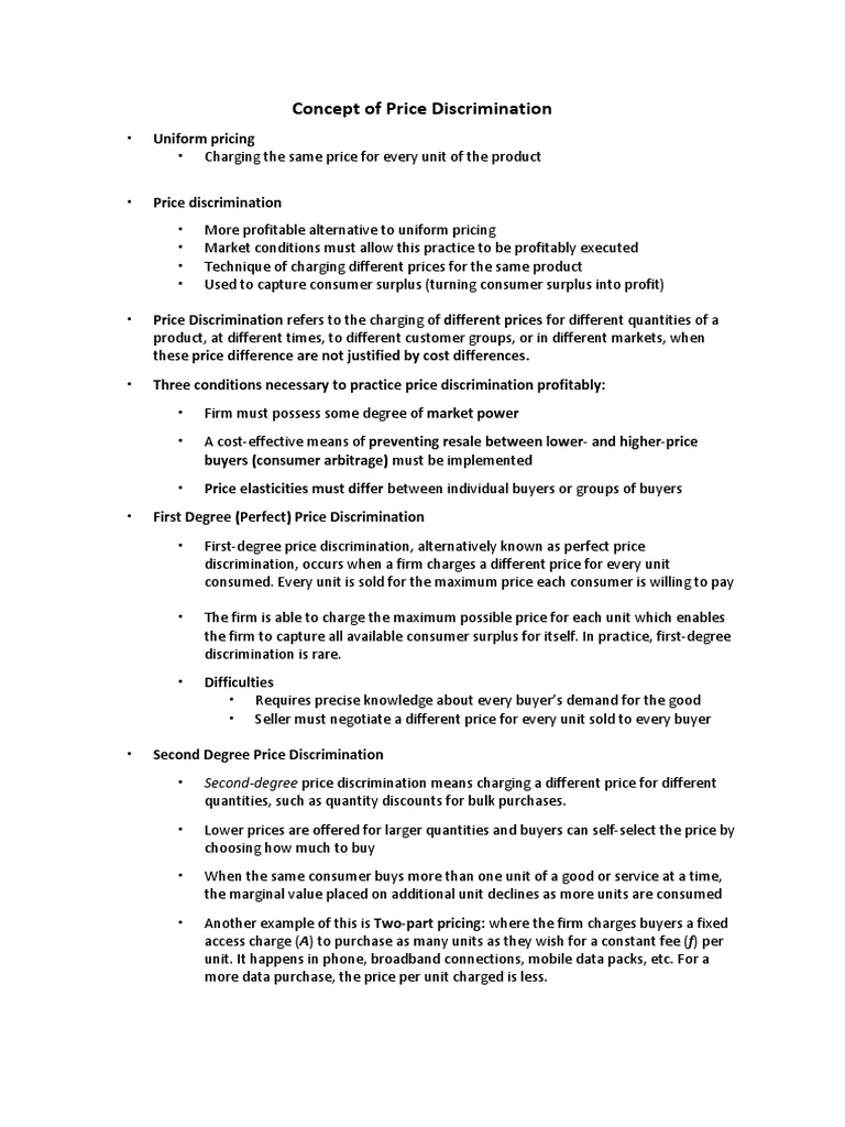 A Note On Price Discrimination | PDF | Price Discrimination | Prices