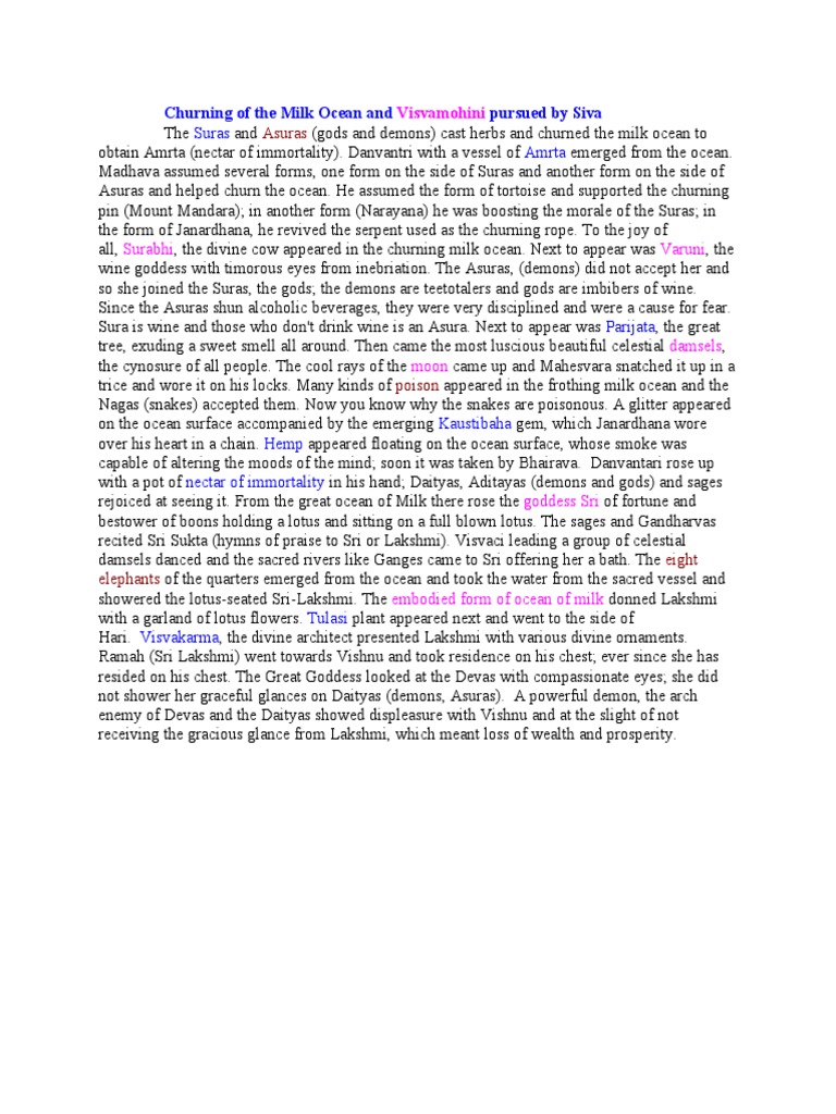 Churning of The Milk Ocean and | PDF | Monotheistic Religions | Hindu ...