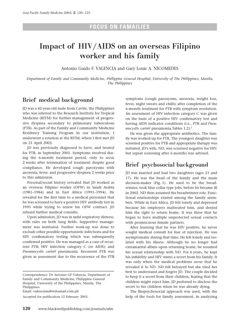 Impact of HIV/AIDS On An Overseas Filipino Worker and His Family | PDF ...